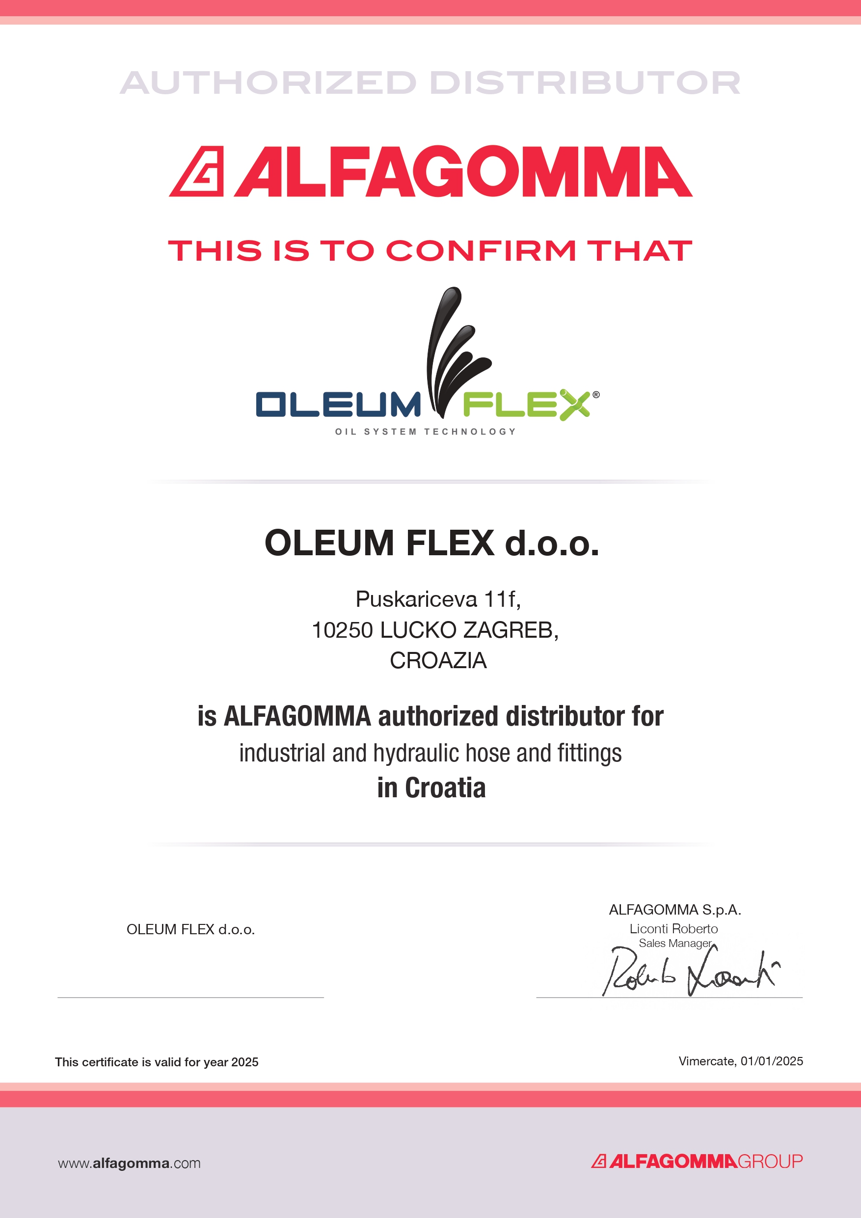 OLEUMFLEX - authorized distributor of ALFAGOMMA products in the Republic of Croatia!